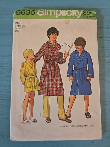 Vintage Simplicity Sewing Pattern 9635 Boy's Robe In Two Lengths Size 4 ...