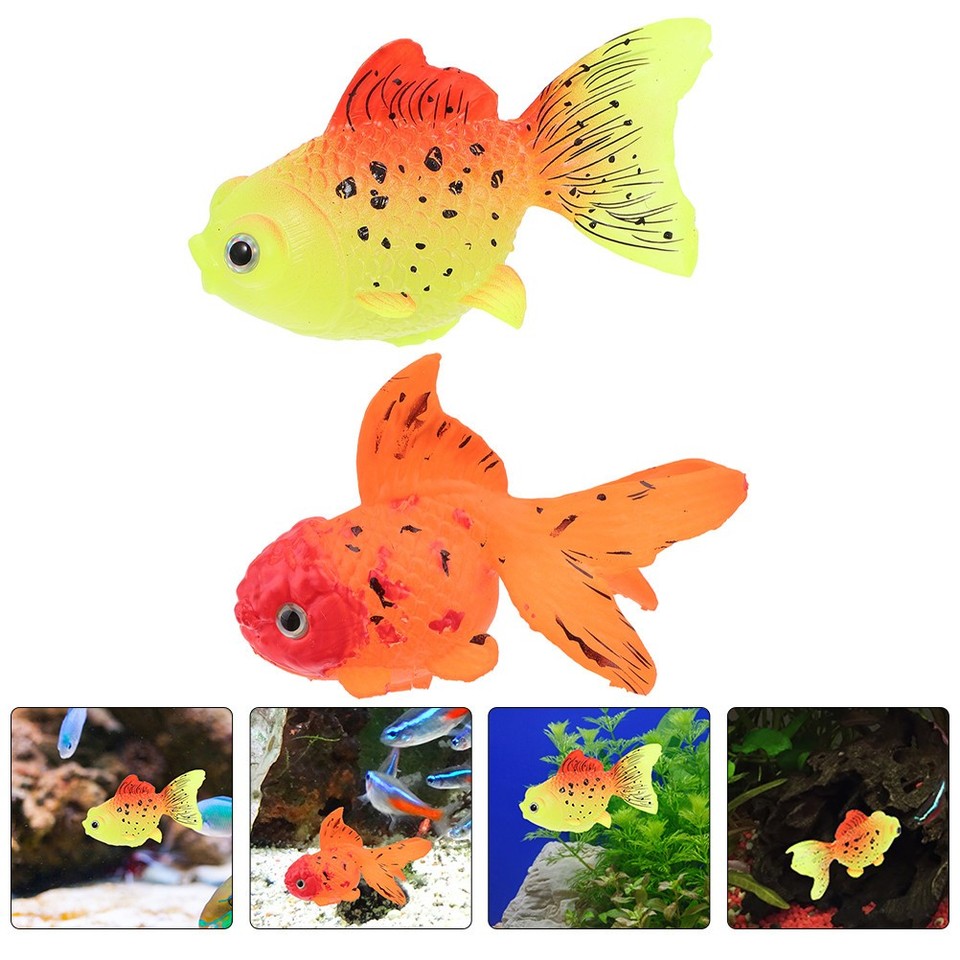 2 Pcs Imitation Fake Floating Fish Aquarium Decor for Goldfish Tank ...
