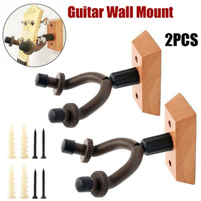 Guitar Wall Mounted Hanger Hook Bracket Holder Wooden Stand Banjos Bass ...