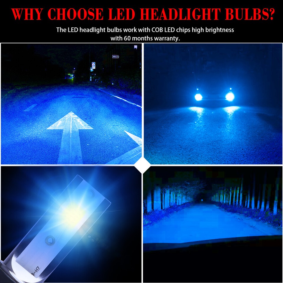 9005 LED Headlight Super Bright Bulbs Kit 8000K Blue 26000LM High/Low ...