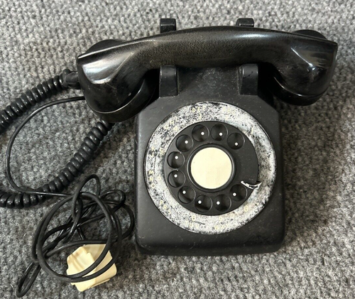 Vintage 1940s Unmarked Bakelite? Rotary Desk Phone w/ Handset Black ...