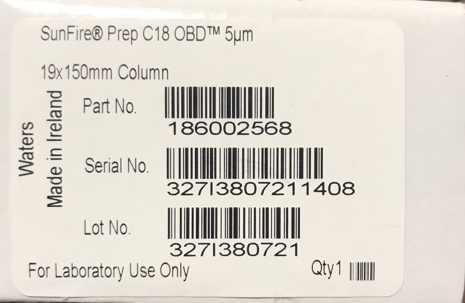Waters Sunfire Prep C18 5um OBD Column 19 x 150 mm pn 186002568 | eBay