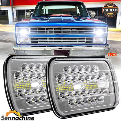 5x7" 7x6 inch LED Headlights H4 Projector Hi/Lo Beam For Chevy K10 K20 ...