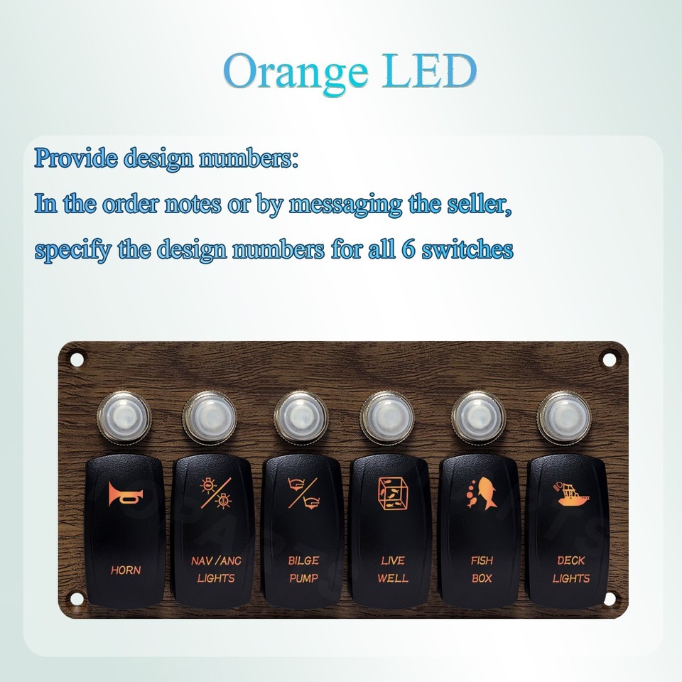 12V Custom 6PCS Rocker Switch Panel Led Waterproof Marine Toggle Switch ...