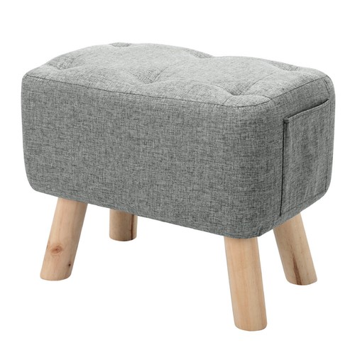 Small Wooden Footstool Footrest Pouffe Foot Stool Padded Ottoman Seat ...