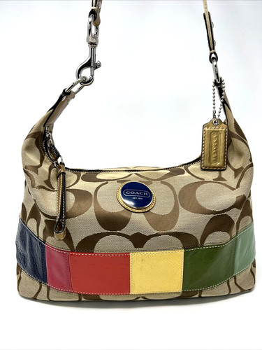 Coach Signature Stripe Multi Color Shoulder Bag - Gem