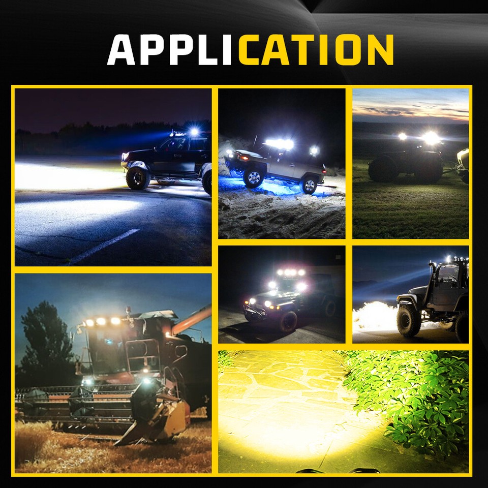 2x 2Inch 80W LED Cube Pods Amber Off Road Driving Lights Spot Work ...