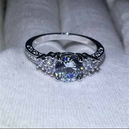 14K White Gold Plated 2Ct Round Cut Moissanite Delicate Sparkle Bridal Ring | eBay