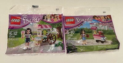 NEW Lego friends 30106 and 30396 EMMA'S ICE CREAM STAND sealed poly ...
