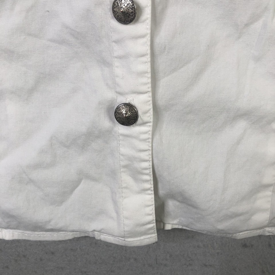 Talusa Rose Shirt Womens Medium White Western Ruffle Cuff Button Front ...