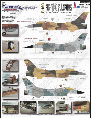 TWO BOBS F-16C 'FIGHTING FULCRUMS' 414TH CTS NELLIS AFB, DECALS 1/32 ...