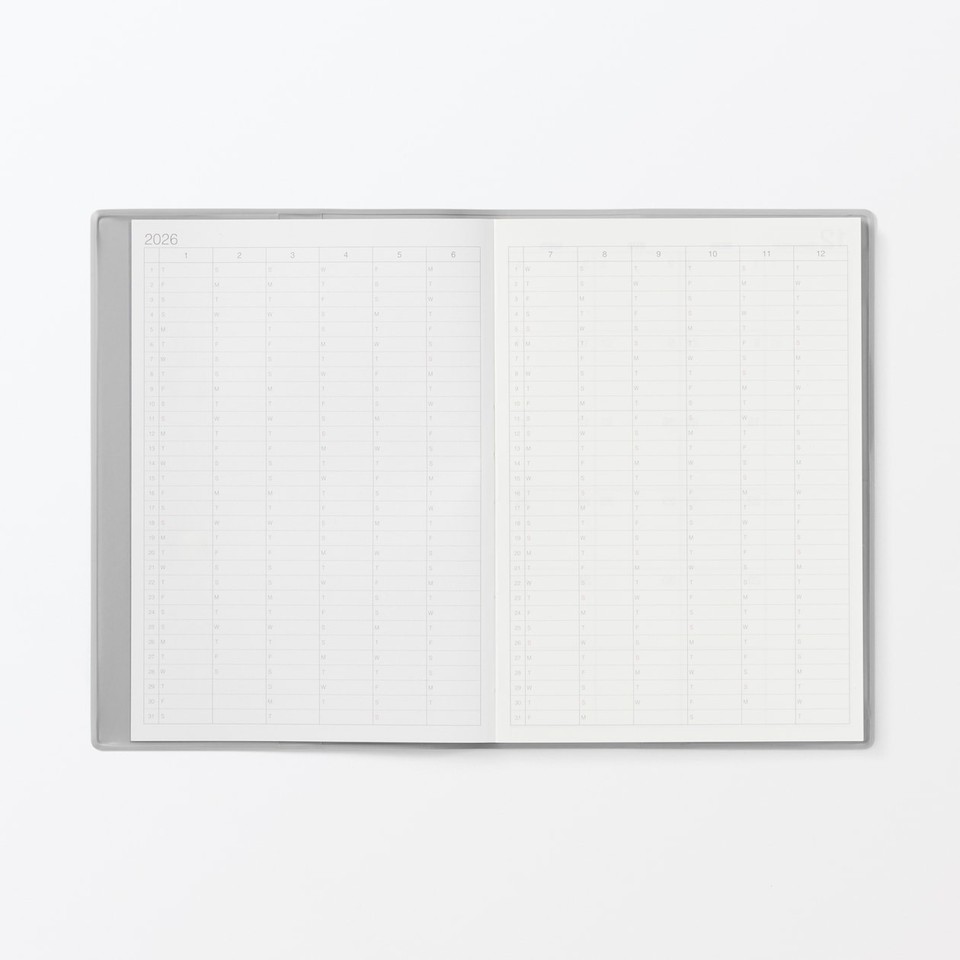 MUJI 2026 Monthy Weekly Schedule Notebook A6 / B6 / A5 / B5 Grey White ...