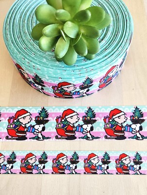 7/8 & 1.5" (1 YD) Charlie Brown Christmas Grosgrain Ribbon Snoopy ...