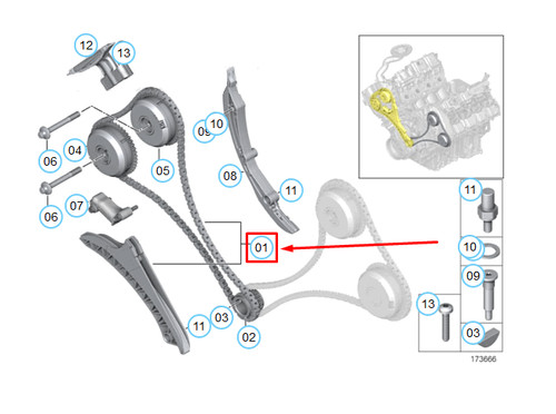 BMW 5 F10 TIMING CHAIN WITH TENSIONING RAIL 11317567500 08-16 NO DUTY ...