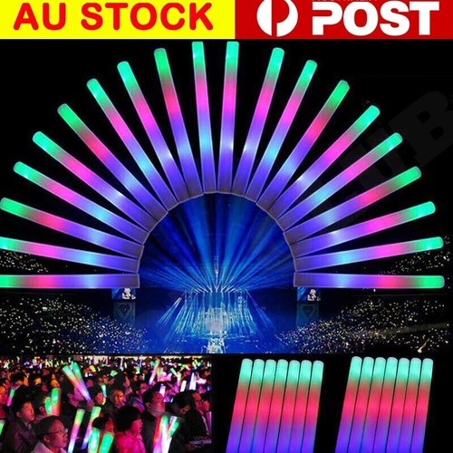 Up 100Pcs LED Foam Sticks RGB Thunder Wand Glow Sticks Flashing Light ...