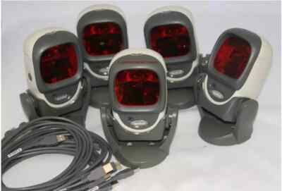 Lot Five Symbol LS9208 Biege Handfree Barcode Scanner LS 9208 USB Cable ...