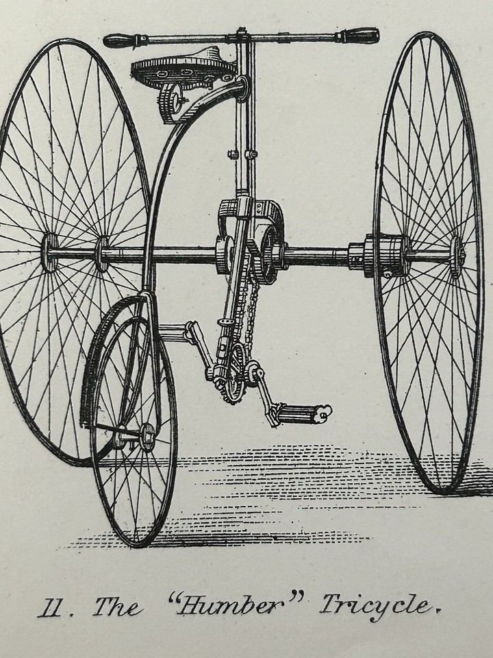 Antique Print c1870 – Otto Dicycle Tricycles & Safety Bikes – Victorian ...