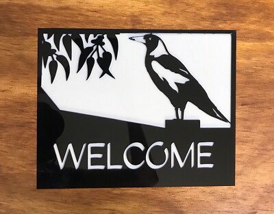 Personalised Magpie House Number Address Sign Engraved Cut Name Acrylic ...