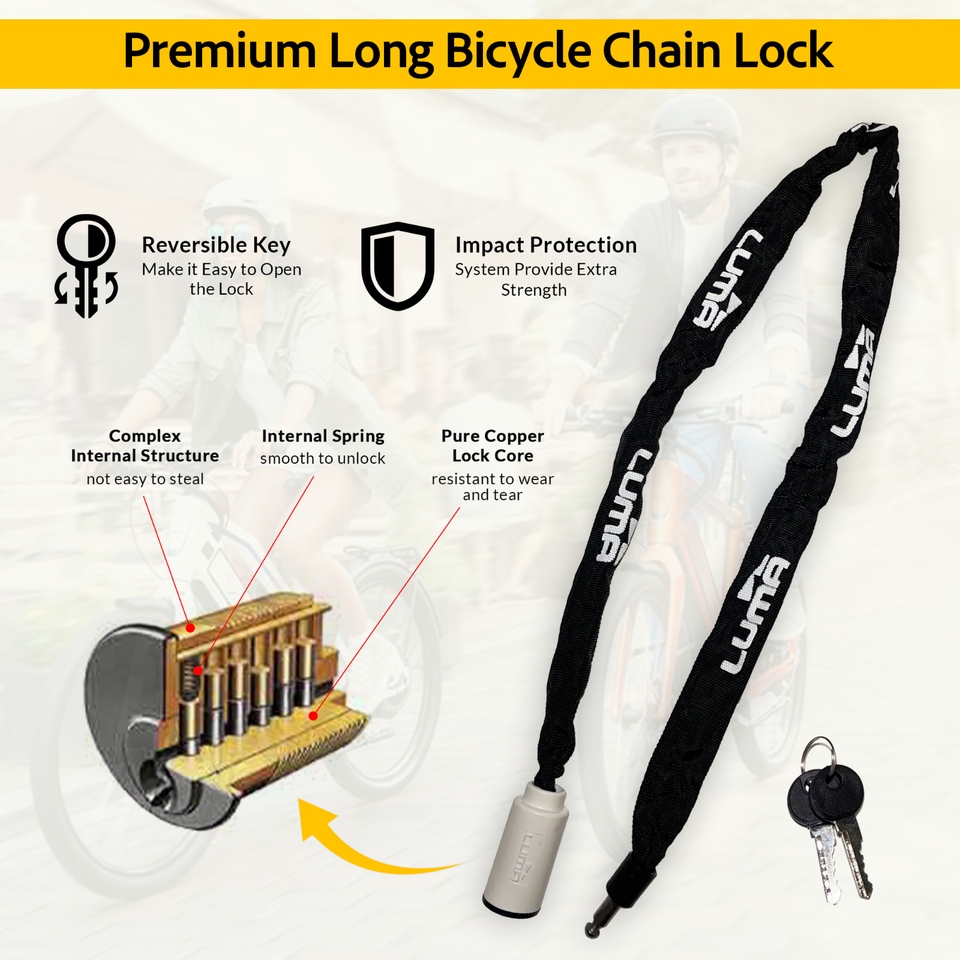 LUMA Enduro 5 Bike Chain Lock with Keys - Blue Heavy Duty Anti Theft ...