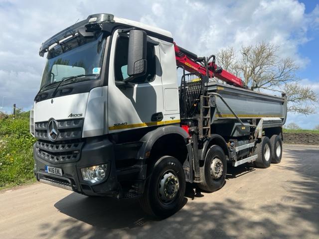 2016 16 Mercedes Arocs 3240 Euro 6 8x4 steel tipper Epsilon M125L crane ...