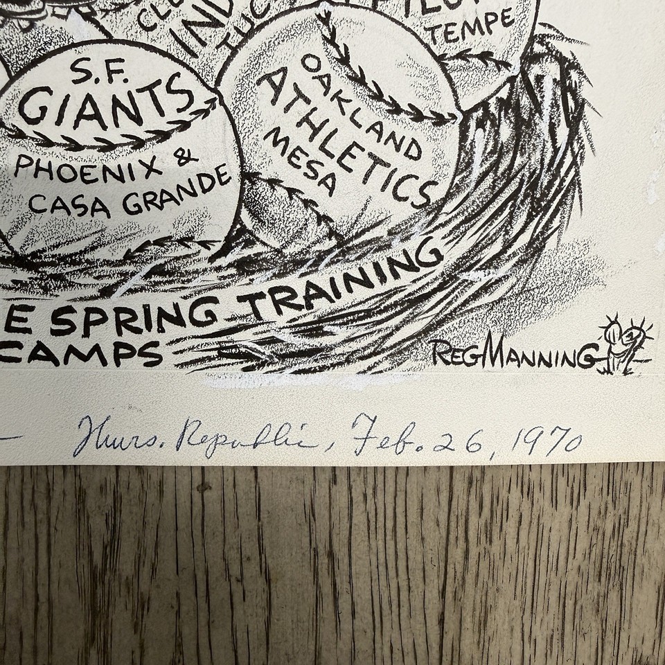 REG MANNING ORIGINAL CARTOON ART BASEBALL 1970 Vtg - Signed | eBay