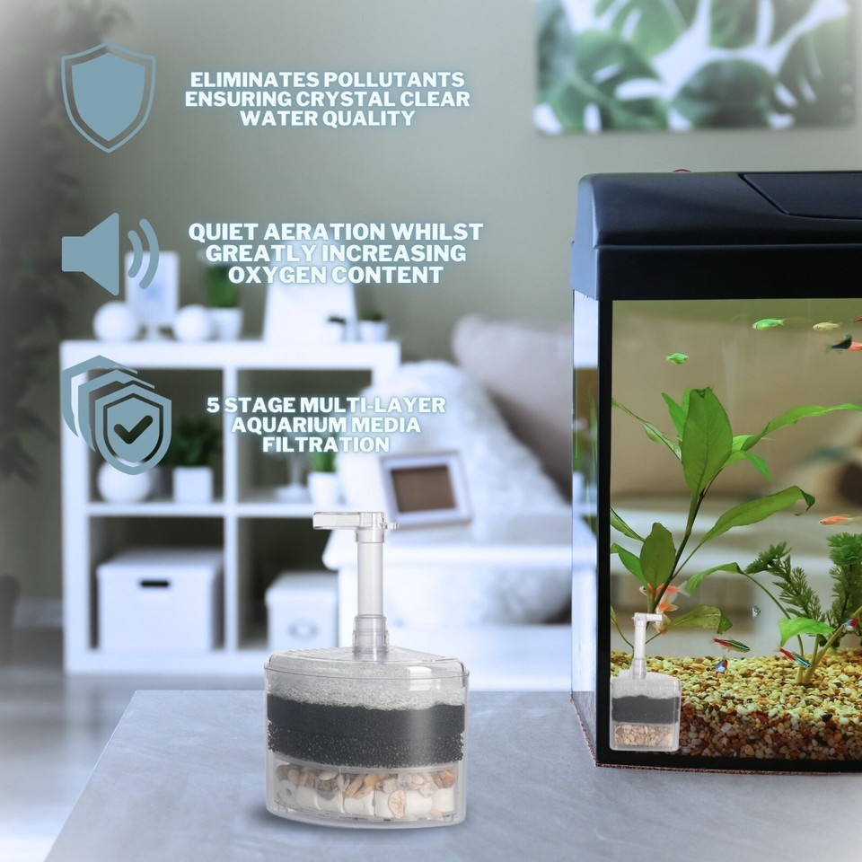 Air Driven Internal 5 Stage Corner Sponge Filter Biological Aquarium ...