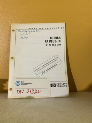 HP 83595A RF Plug-In .01 To 26.5 GHz Operating Information | eBay