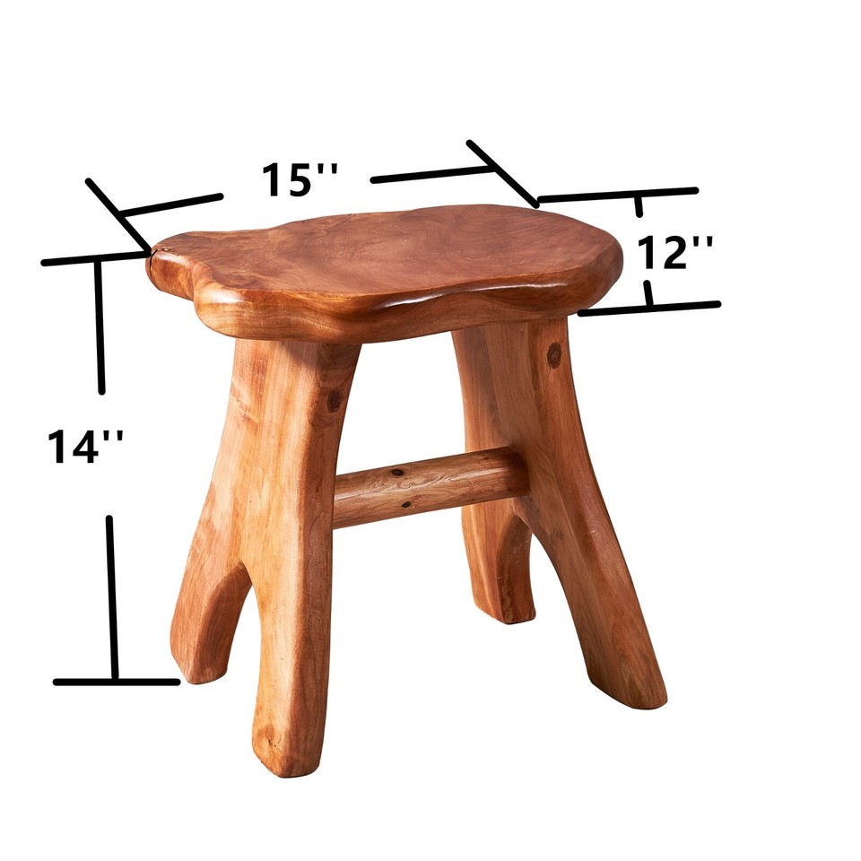 Rustic Natural Edge Cedar Wood Bench Stool End Side Table Unique Accent ...