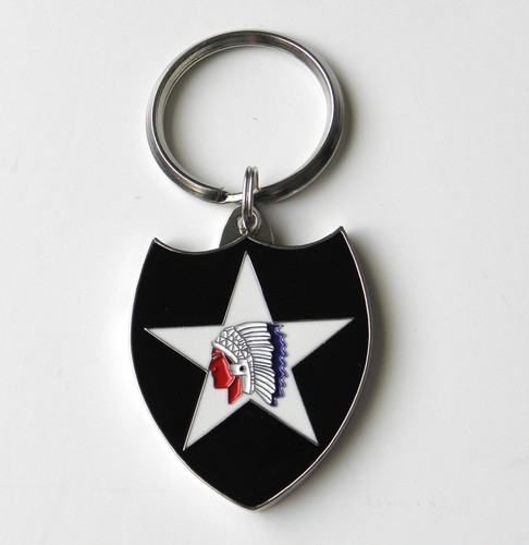 US ARMY 2nd INFANTRY DIVISION ENAMEL KEY RING CHAIN KEYRING KEYCHAIN1.5 ...