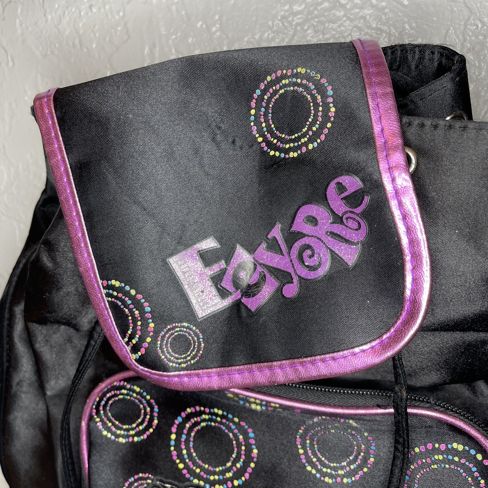 Vintage Eeyore Mini Backpack Black and Purple Glitter… - Gem