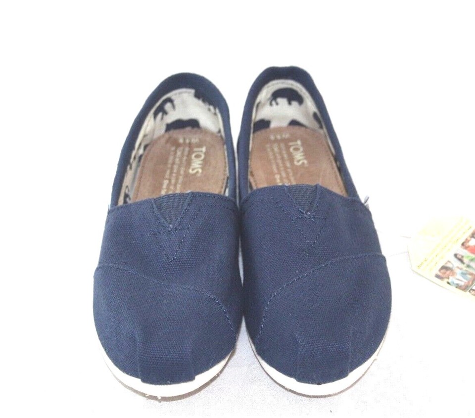 TOMS CLASSIC CANVAS FLATS NAVY-001001BO7 SLIP ON WOMENS CASUAL SHOE | eBay