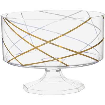 Geometric Gold Clear Plastic Bowl Lolly Buffet Trifle Dessert Container ...