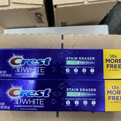 2 Pack - Crest 3D White Stain Eraser Mint Splash Fluoride Toothpaste 2 ...