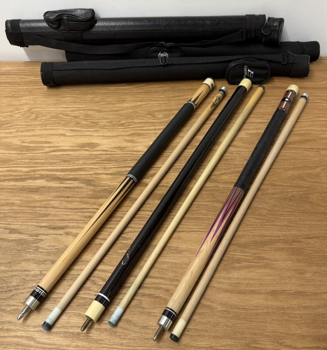Lot of 3 Pool Cues Sticks Billiards Classic Sport Eastpoint Crest W ...