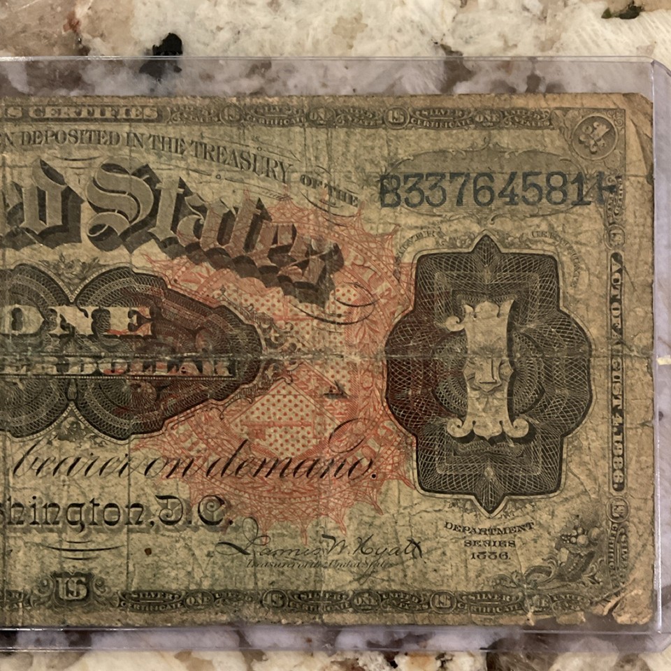 1886 $1 Silver Certificate Banknote Large Size United States S/N ...