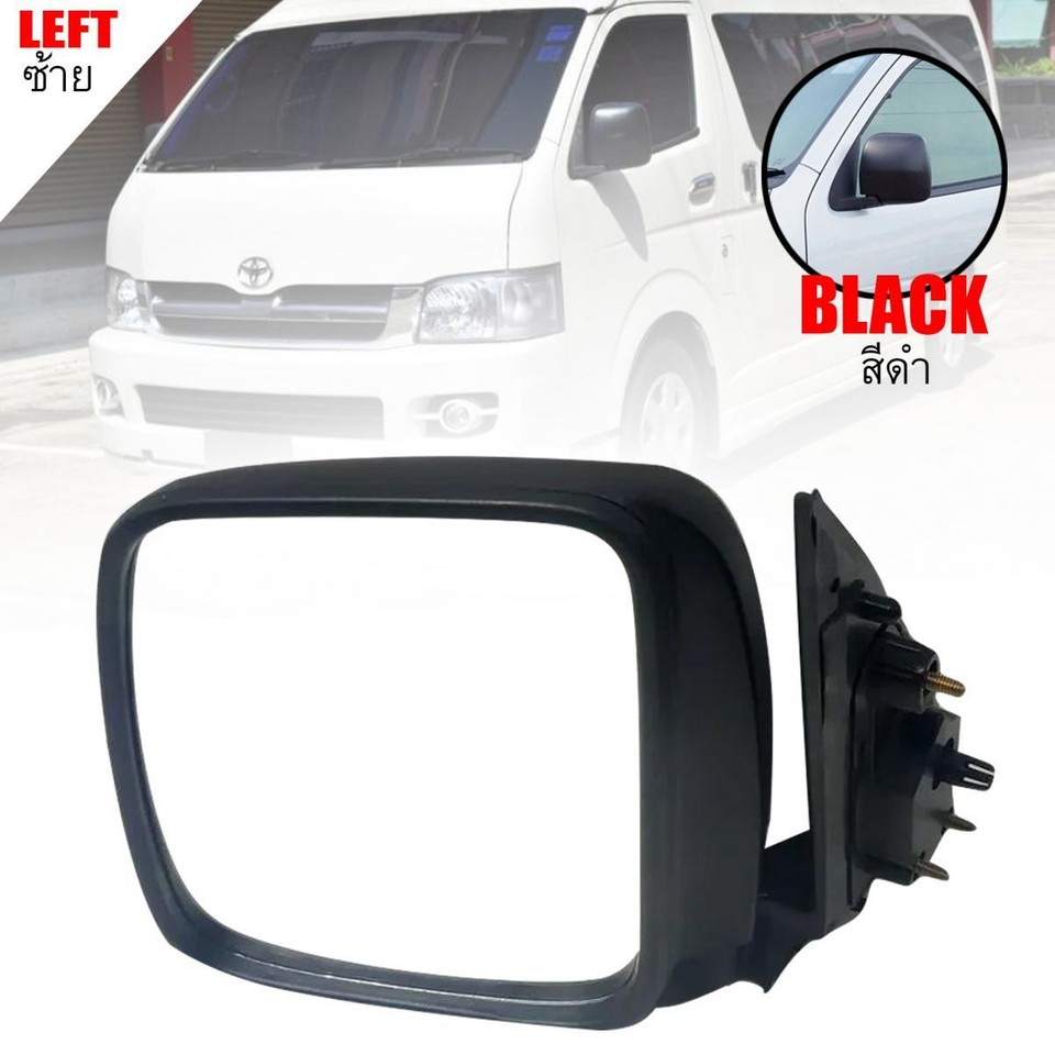 LH MIRROR FOLD MANUAL WING BLACK FIT 2005-2018 TOYOTA HIACE COMMUTER ...