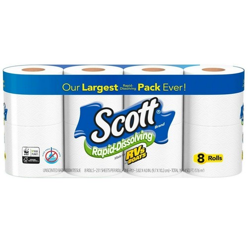 SCOTT Rapid-Dissolving Toilet Paper, White - 8 Roll for sale online | eBay