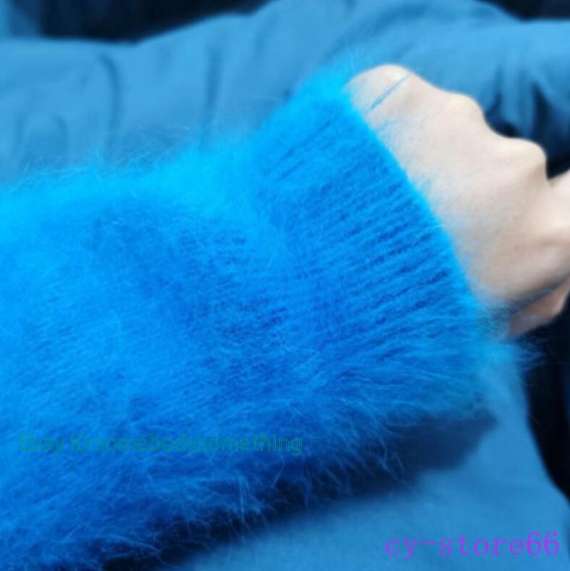 Mens Womens Angora Mink Cashmere Warm Fluffy Fuzzy Plush Knitted Tops ...
