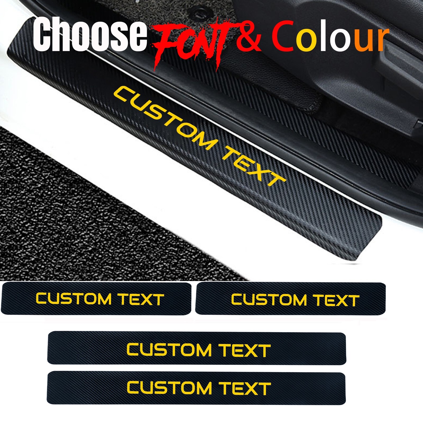 CUSTOM TEXT Car Door Sill Scuff Plate Protectors Sticker for Dodge ...