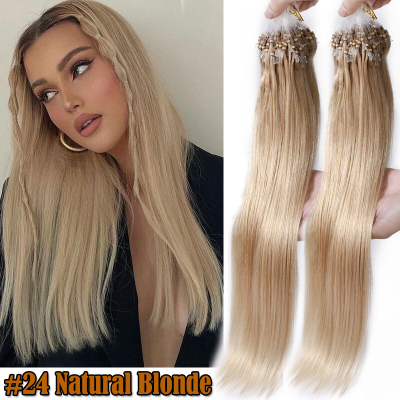 Micro Ring Loop Hair Extensions Micro Beads 100% Real Human Hair Link ...