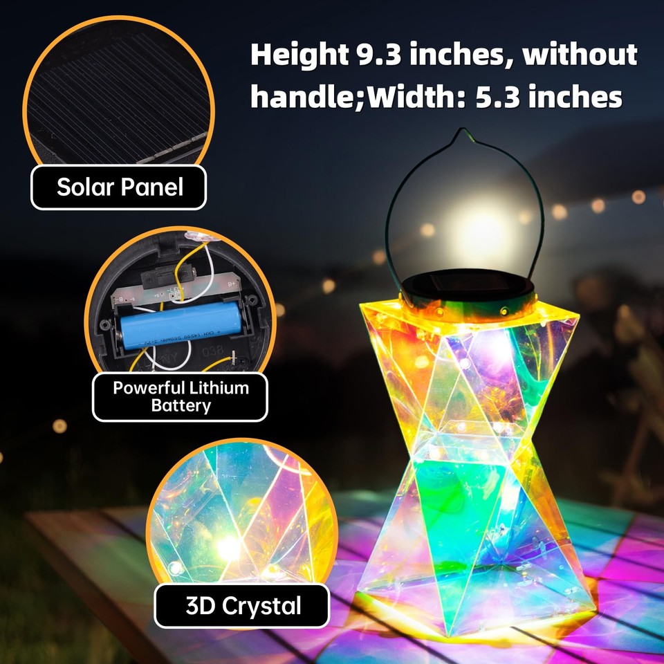 Crystal Solar Lanterns–Lithium Battery Powered Ultra Bright Decorative ...