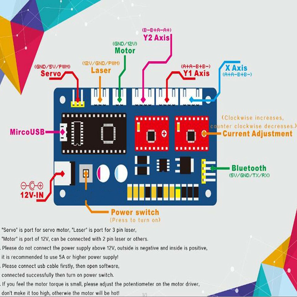 Stepper Motor Control Board Driver 2 Axis For DIY Laser Engraver Benbox ...