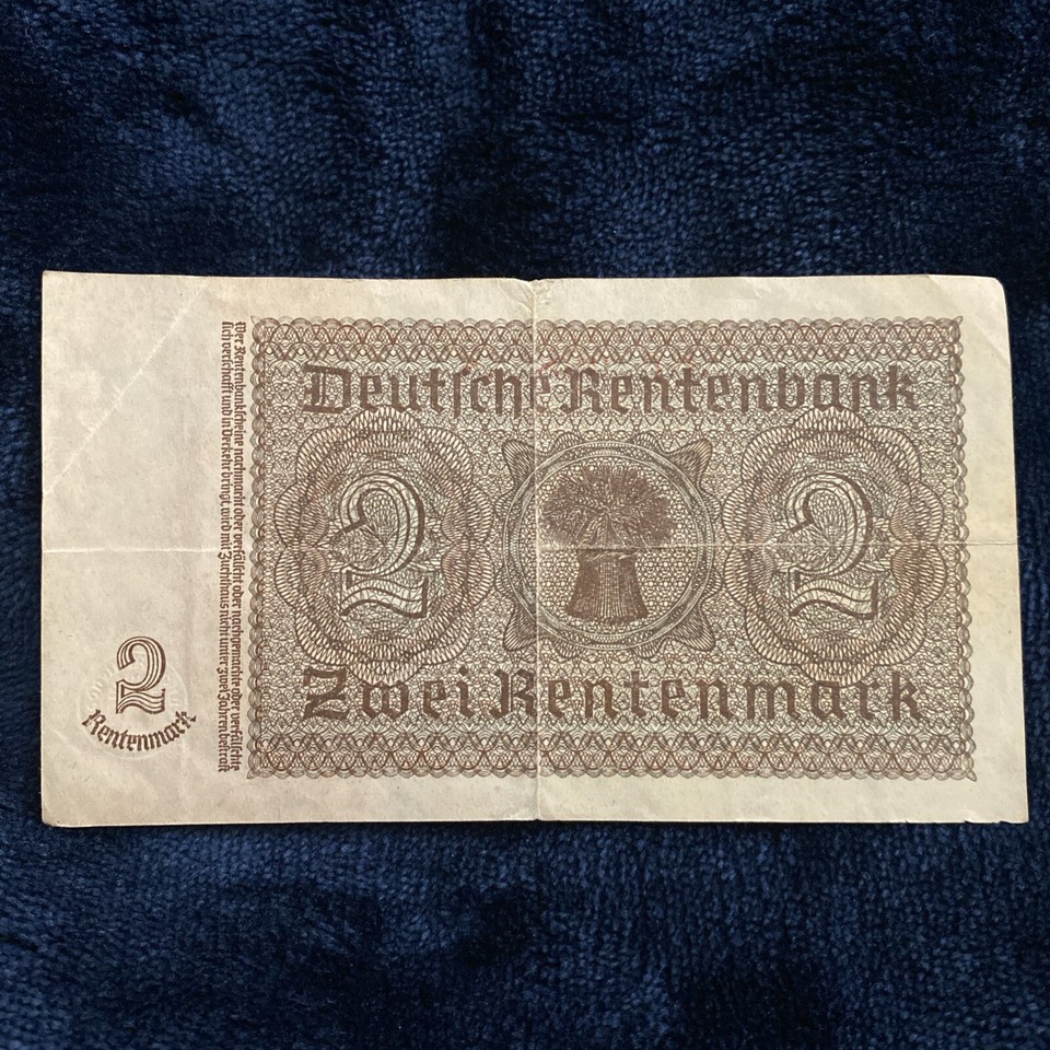 1937 GERMANY VINTAGE GERMAN MARK BANKNOTE DEUTSCHLAND RENTENMARK NAZI ...