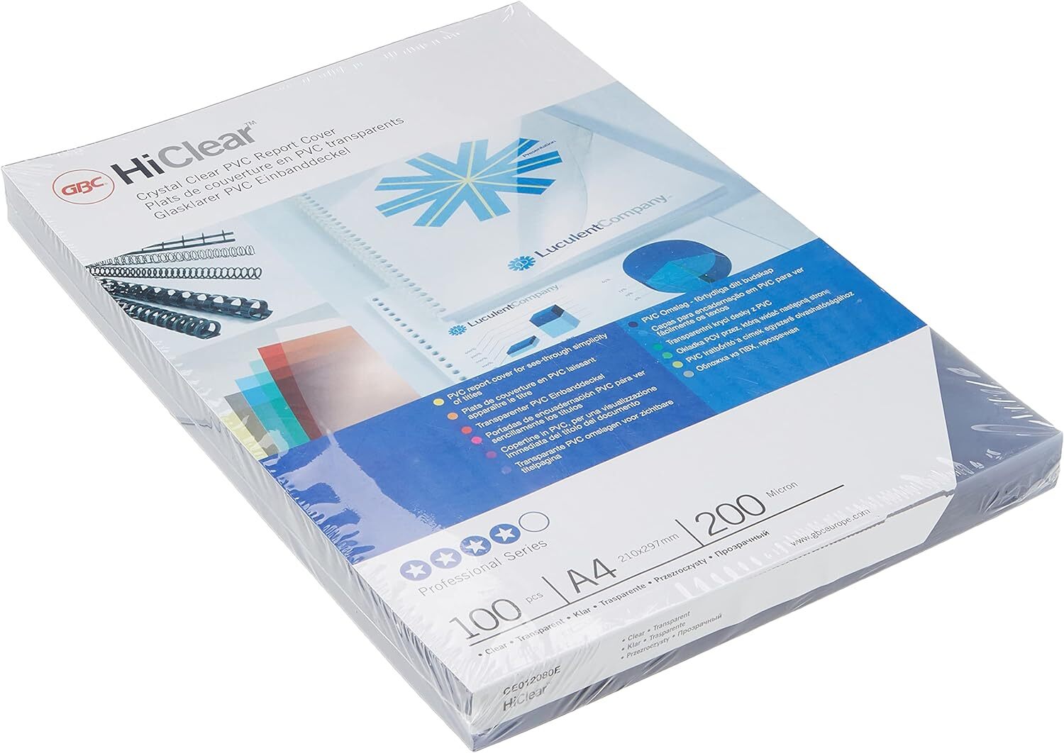 GBC HiClear Binding Covers, 200 micron, A4, Clear, Pack of 100 ...