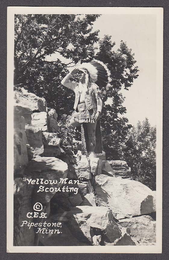 Yellow Man Scouting Pipestone MN RPPC postcard 1951 | eBay