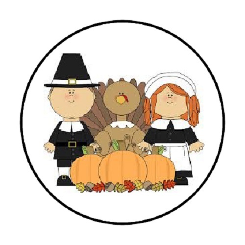 48 FALL THANKSGIVING PILGRIMS PUMPKIN ENVELOPE SEALS LABELS STICKERS 1. ...