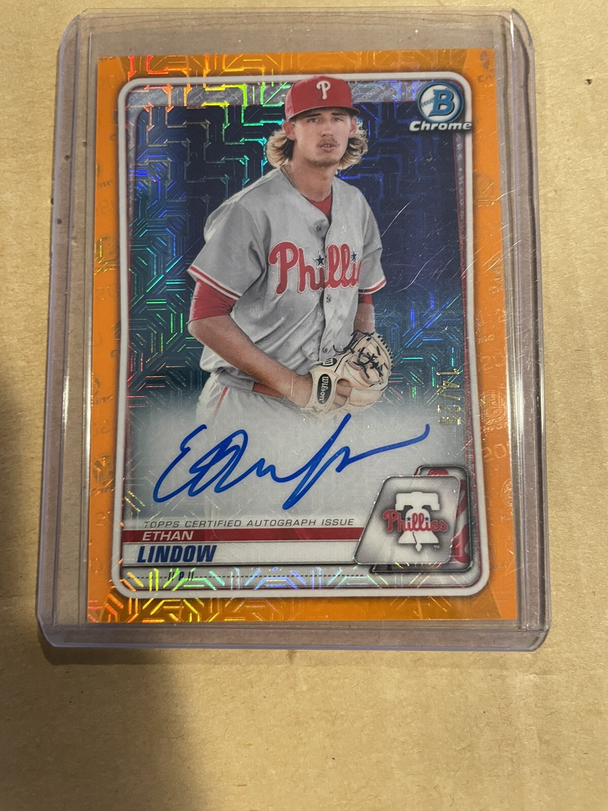 2020 Bowman Chrome Mojo Ethan Lindow Autograph Orange #d /25 Card | eBay