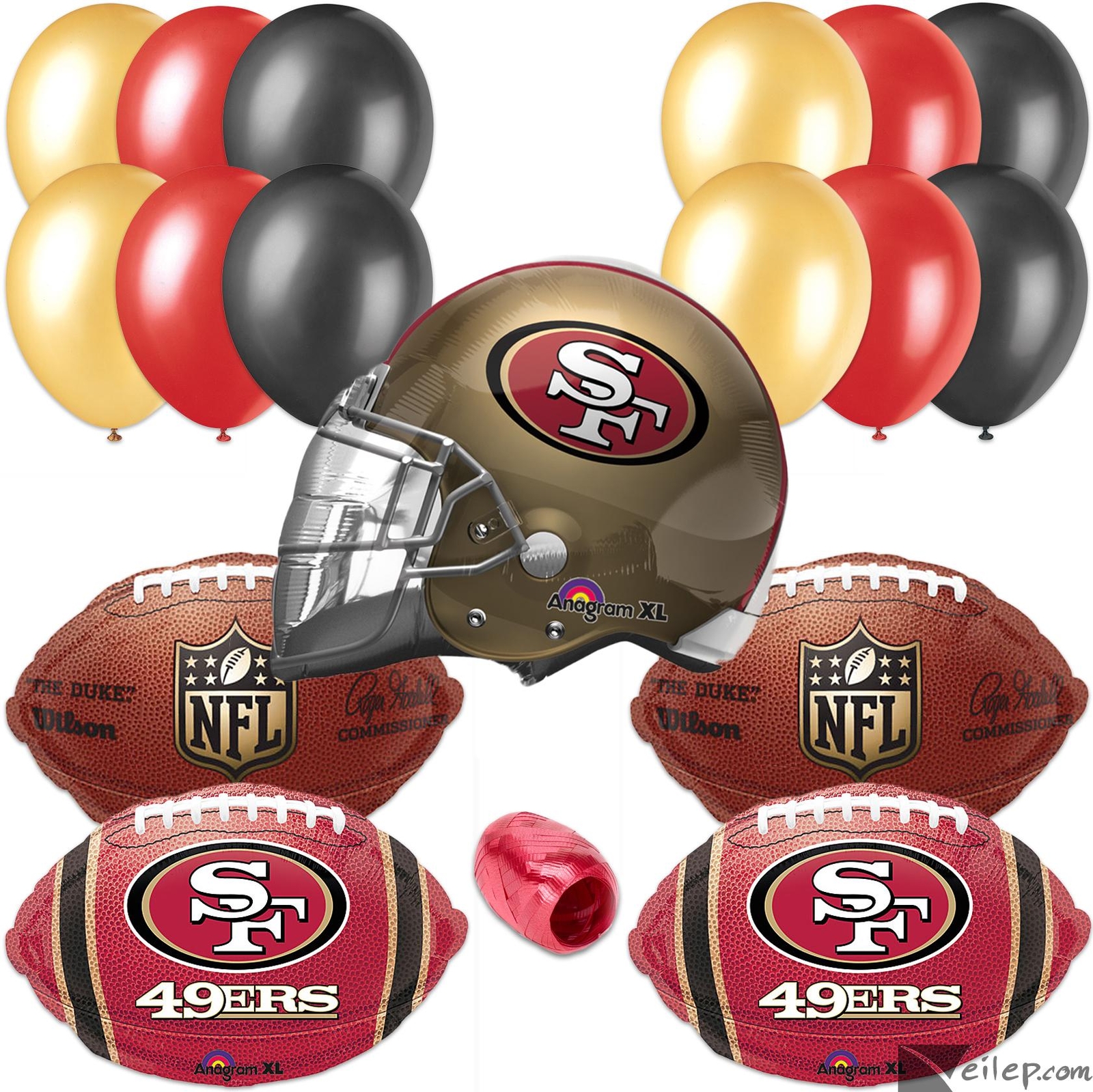 San Francisco 49ers Helmet Football Party Balloon Pack, 17pc, Red Gold ...