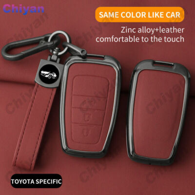 Leather Zinc Alloy Car Key Flip Cover Keychain For Toyota Corolla Camry ...