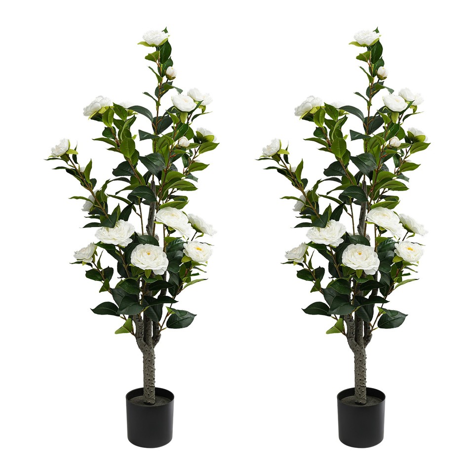 2pack Artificial Tea Rose Tree,97cm Plant,simulated Tea Rose Tree White ...